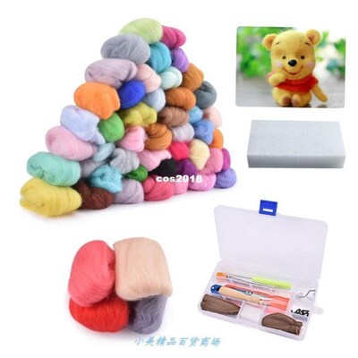 Needle Felting Craft Kit 36 Colors Wool Fibre Roving DIY