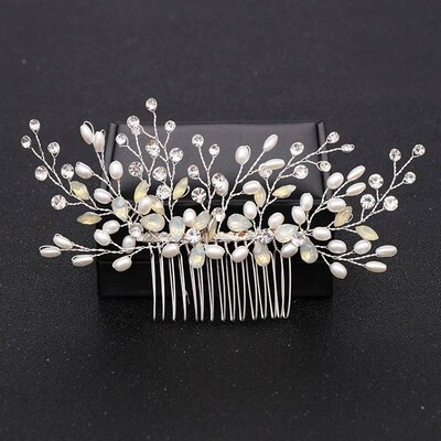 Silver Color Pearl Crystal Wedding Hair Combs Hair Accessori