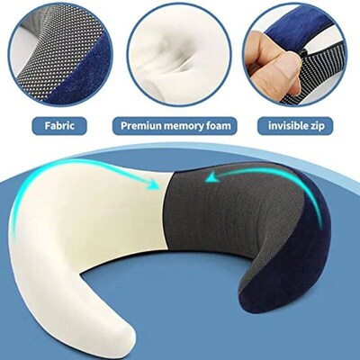 Memory Foam Neck Pillow Cervical Vertebra Travel Portable No