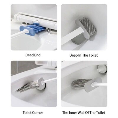 Silicone Toilet Brush With Drying Holder Wall Mounted Toilet