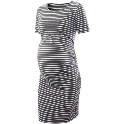 summer New short sleeved maternity dress striped half skirt