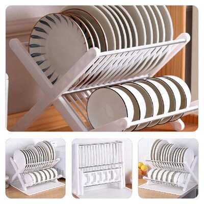 Dish Draining Rack Folding Drainer Plated Drying Kitchen
