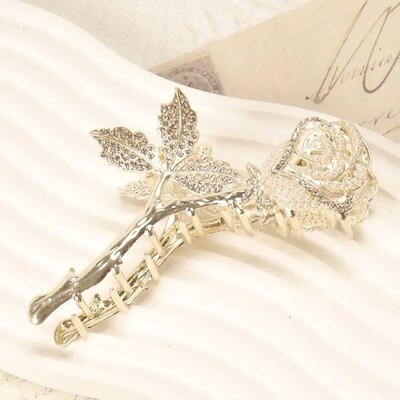 Korean Claw pearl rhinestone flower Metal Pearl Hair Clip Ha