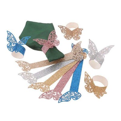 100pcs 3D Butterfly Napkin Buckles Glitter Sprinkled