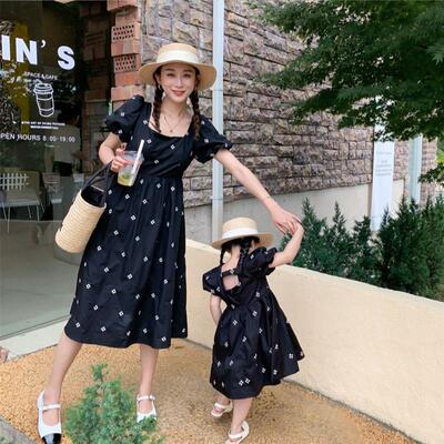 Mother and Daughter Dress Family Matching Suit Strapless Flo
