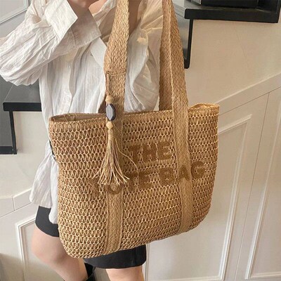 French tyle large capacity woven traw woven bag for women, n