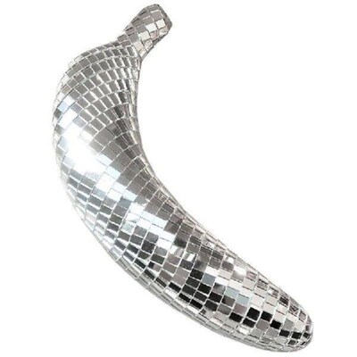 Discos Banana Statue Reflective Mirrored Sparkling Ornament