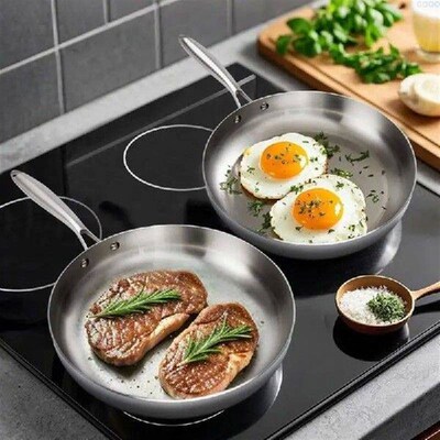 23GA Stainless Steel Skillets with Ergonomic Handle Even