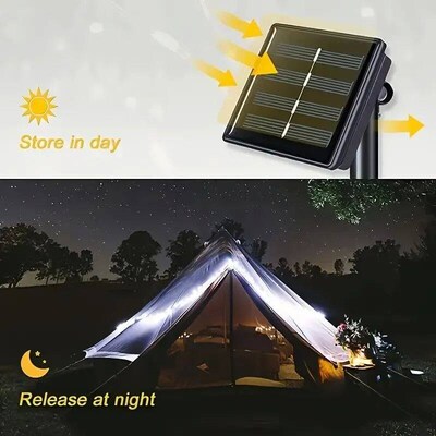 1 Set Of Solar Light String OutdoOr Waterproof 8-mode Copper