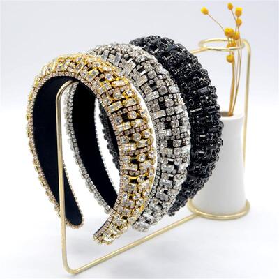 Luxury Sparkly Full Crystal Pearl Baroque Hairband Padded Rh