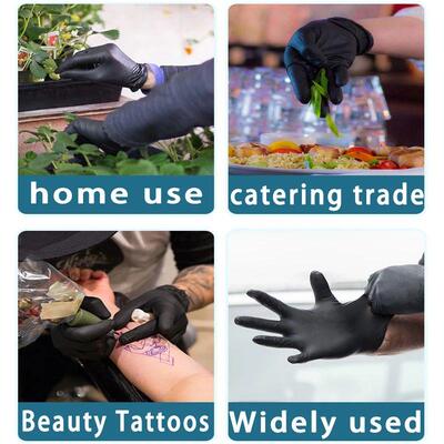 50/100/200/400/1000pcs disposable black nitrile gloves, furn