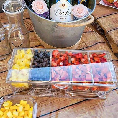Ice Chilled Condiment Caddy With 5 Containers(2.5 Cup)