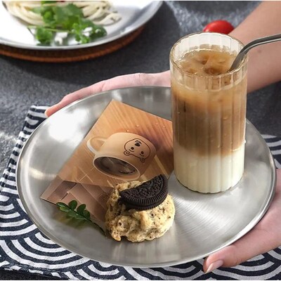 20cm Round Metal Dish Camping Stainless Steel 304 Serving Di