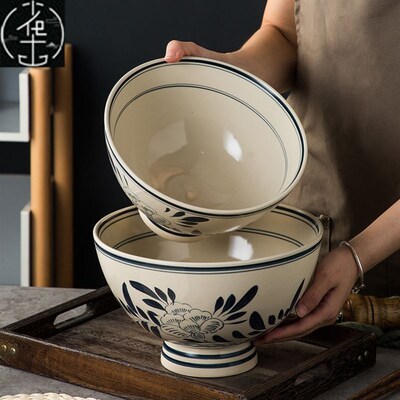 Ramen Bowl Ceramic Tableware Horn Bowl of Ramen Bowls Soup
