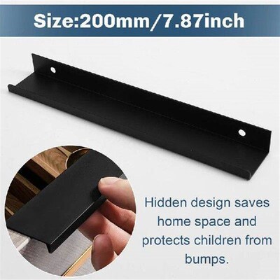 4PCS Black Door Seam Handle Wardrobe Cabinet Door Non-Punch