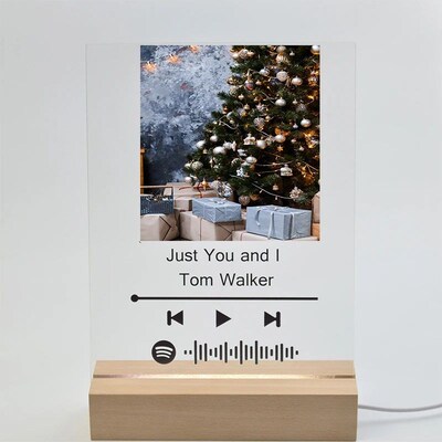 Acrylic Board Photo Frame Custom Song Music Wooden LED Lamp