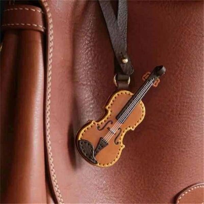 Leather Violin And Cello Keychain Mini Musical Instrument