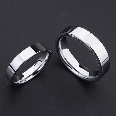 High Polished Silver Color Tungsten Wedding Rings for Couple