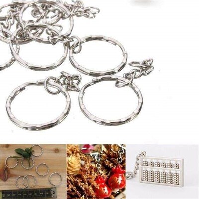 ,50pcs Metal Blank Keyrings Keychain Split Ring Keyfob Key