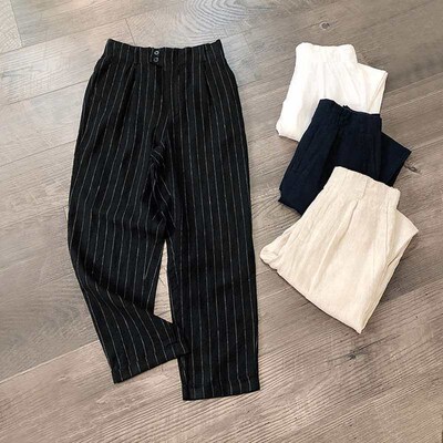 Su-cho spring and summer casual, quite wide trousers, yarn-d