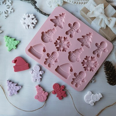 12 Cavities Christmas Snowman Silicone Mold Chocolate Cake M