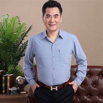 Mens Handheld Flower Longsleeved Shirt for Dad Thin 4050 Ye
