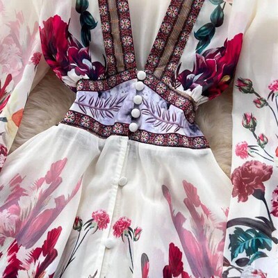 2023 Fashion Runway Gorgeous Flower Chiffon Cascading Ruffle