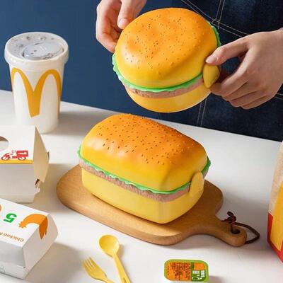 Hamburger Lunch Box Double Tier Cute Burger Bento Box Microw