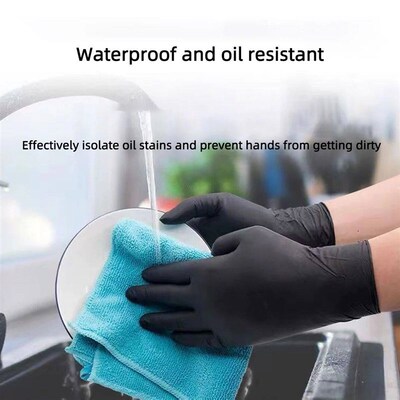 Black Pure Nitrile Disposable Gloves Durable Household Clean