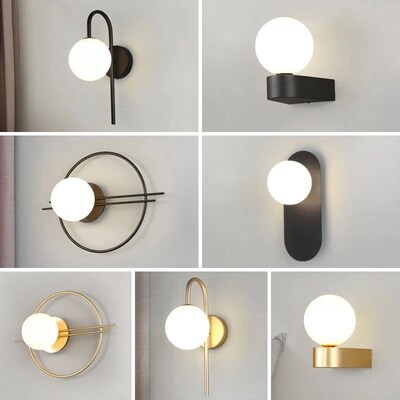 Minimalist LED Wall Lamp for Bedside Bedroom Indoor Glass Ba