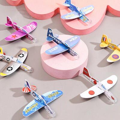 10pcs/bag Gliders Planes Foam Assemble Airplane Toys Kids Bi