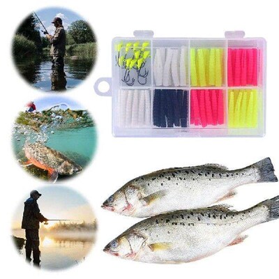 Soft Lure Kit with Split Tail Grub Worms Shad Dart Jig