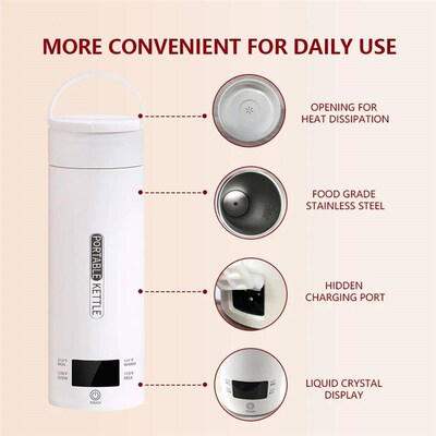 500ML Electric Kettles Portable Tea Coffee Kettle Travel Boi