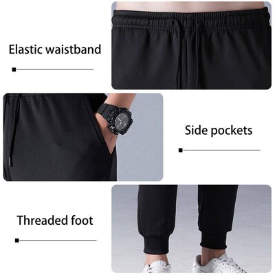 Winter Pants Men Fur Lined Joggers Thick Sweatpants Drawstri
