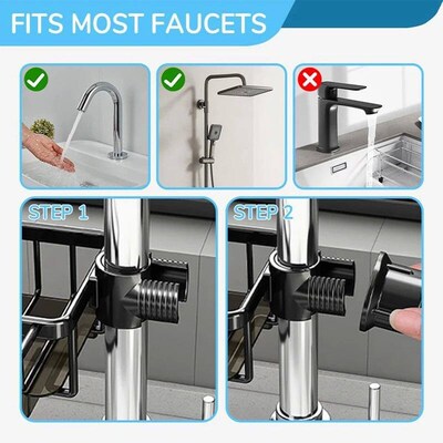 Kitchen Sink Faucet Organizer Shelf Metal Storage Rack Soap