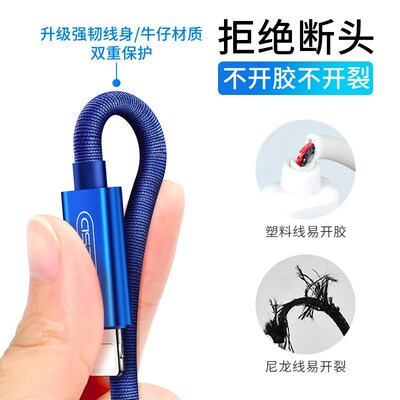 3in1 charge usb cable iphone android mobile quick charger