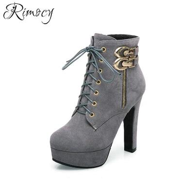 Rimocy 2023 New Autumn Ankle Boots for Women Platform High H
