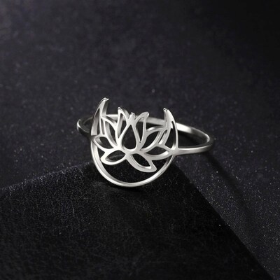 Skyrim Moon Lotus Ring Women Stainless Steel Flower of Parad
