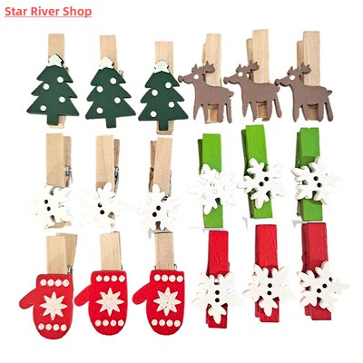 Wooden Clothespin Clips Office Party Decoration Accessories
