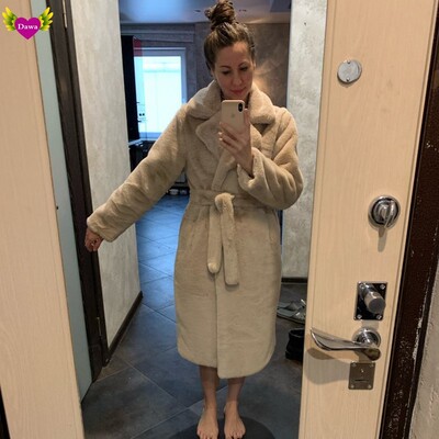 2021 Winter Women High Quality Faux Rabbit Fur Coat OverCoat