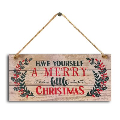 1pcs 2023 New Year Wooden Door Hanging Sign Christmas Tree O