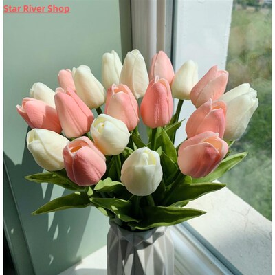 10PCS Artificial Flowers Garden Tulips Real Touch Flowers Tu