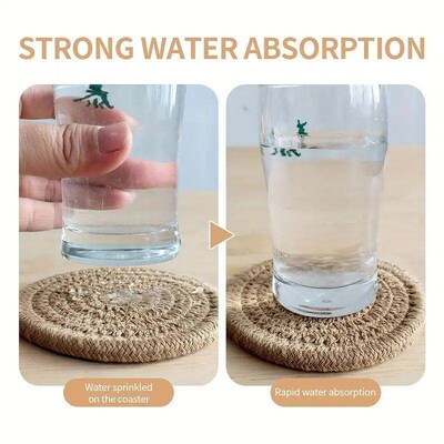 Absorbent Coasters for Drinks, Minimalist Cotton Woven Coast