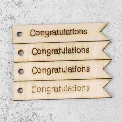 60 Pcs Labels Decorations Wooden Blank Cutouts Happy