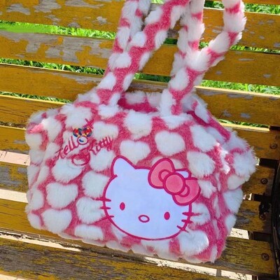 Kawaii Sanrios  Kitty Soft Plush Bag Jk Lolita Girls Fashion