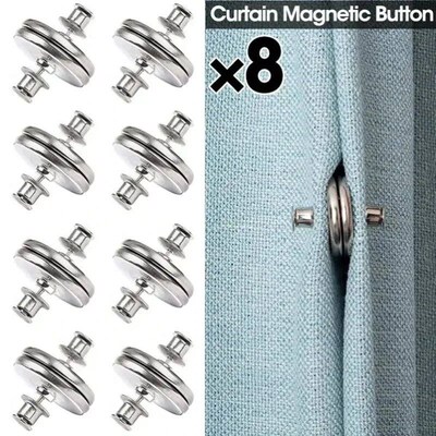 4/8 pairs of detachable curtain magnetic buttons, fixed clip