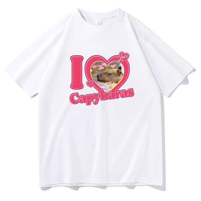 I Love Capybaras Print Men Women Fashion Casual Loose T-shir