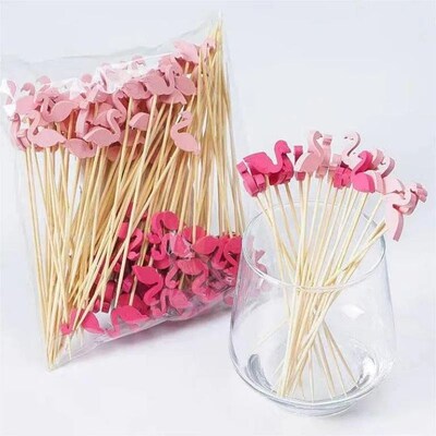 100pcs/set Hawaii Theme Fruit Sticks Flamingo Fruit