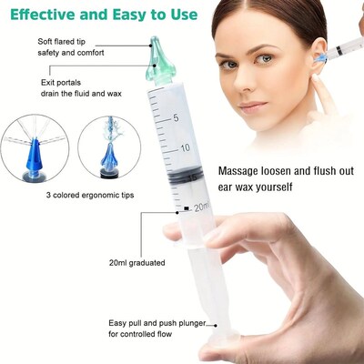 Ear Wax Removal Rinse Syringe Tool Kit with Ear Syringe Repl