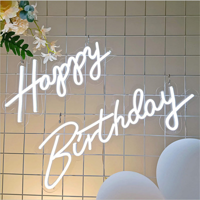 10 Styles Neon led Sign Happy Birthday Led Light Party Flex